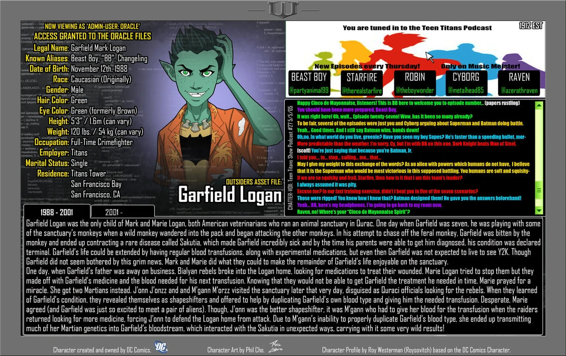 Oracle Files: Garfield Logan 1 | Earth-27 Wiki | Fandom