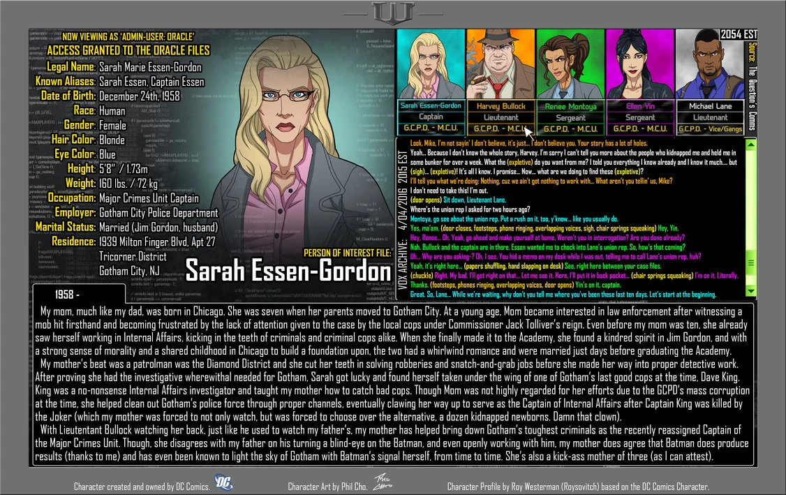Oracle Files: Sarah Essen-Gordon | Earth-27 Wiki | Fandom