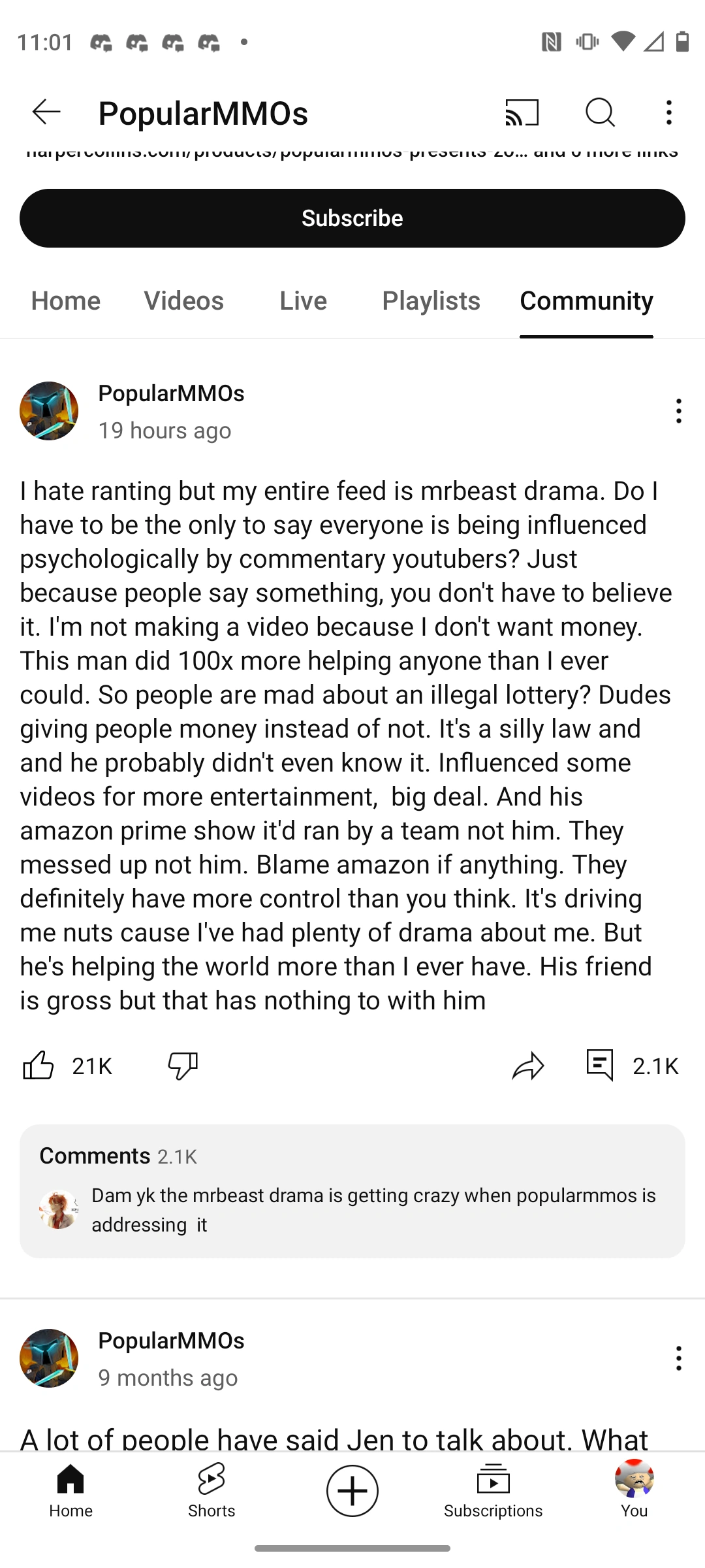 The Mr. Beast drama is so bad to the point where PopularMMOs returned ...
