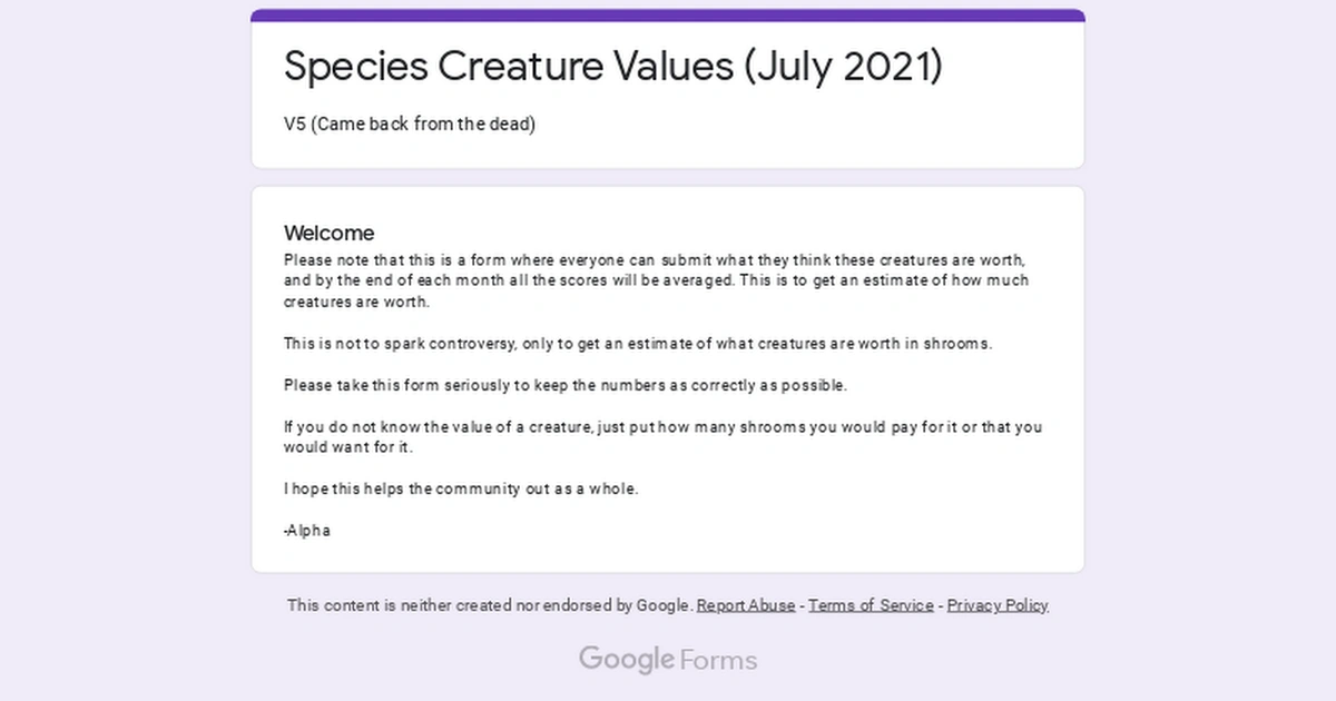 Creature Values V5 | Fandom