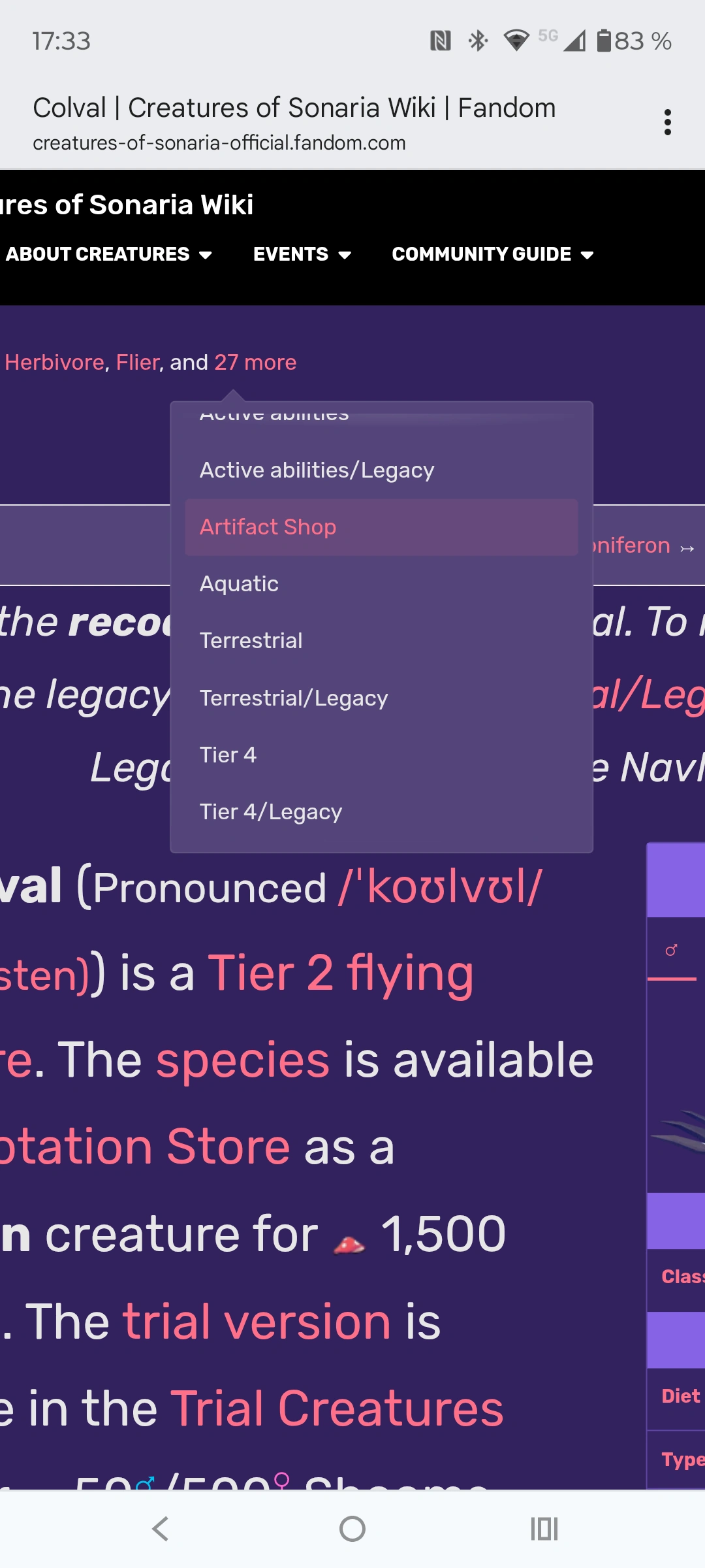 why does it say that colval is a tier 4 and is in the artifact shop ...