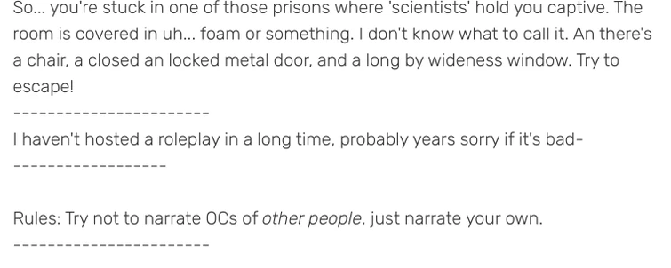 Roleplay / Something I think I hosted once and roleplayed twice before ...