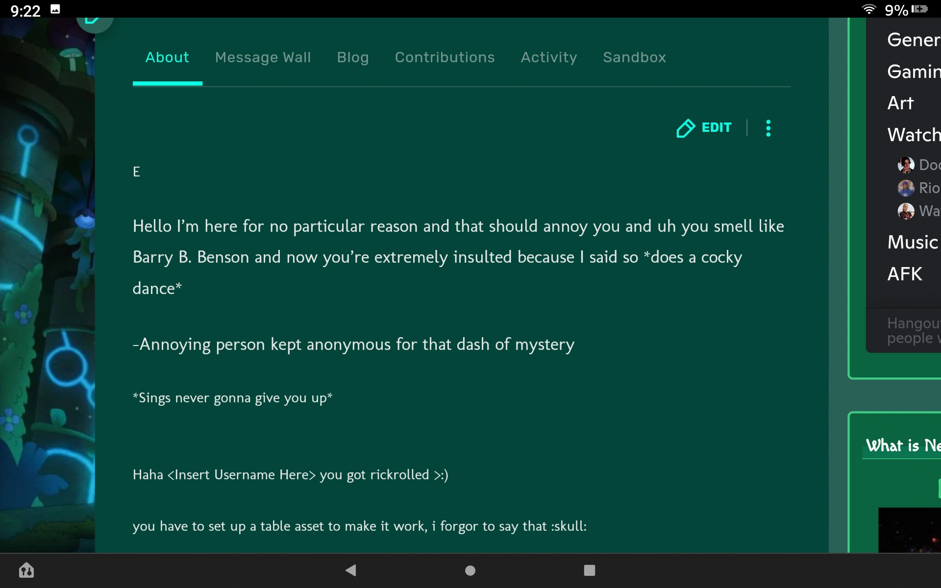 Tsk,tsk,tsk person who vandalised my profile, I would have expected worse | Fandom