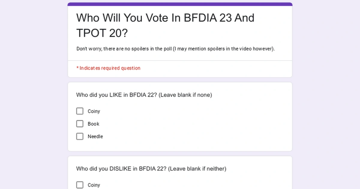 Vote in this Google form | Fandom