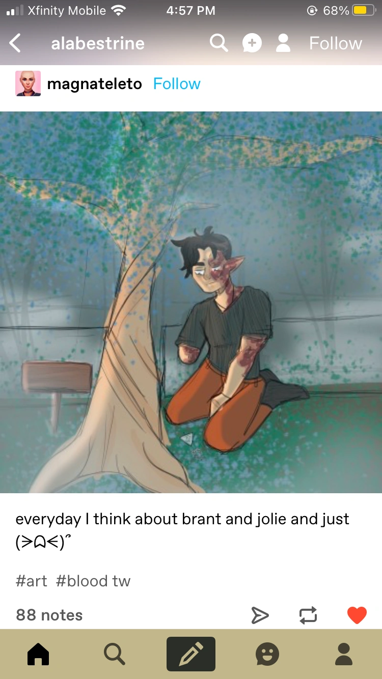 not me freaking out over Brant fanart bc it’s so rare and unheard of ...