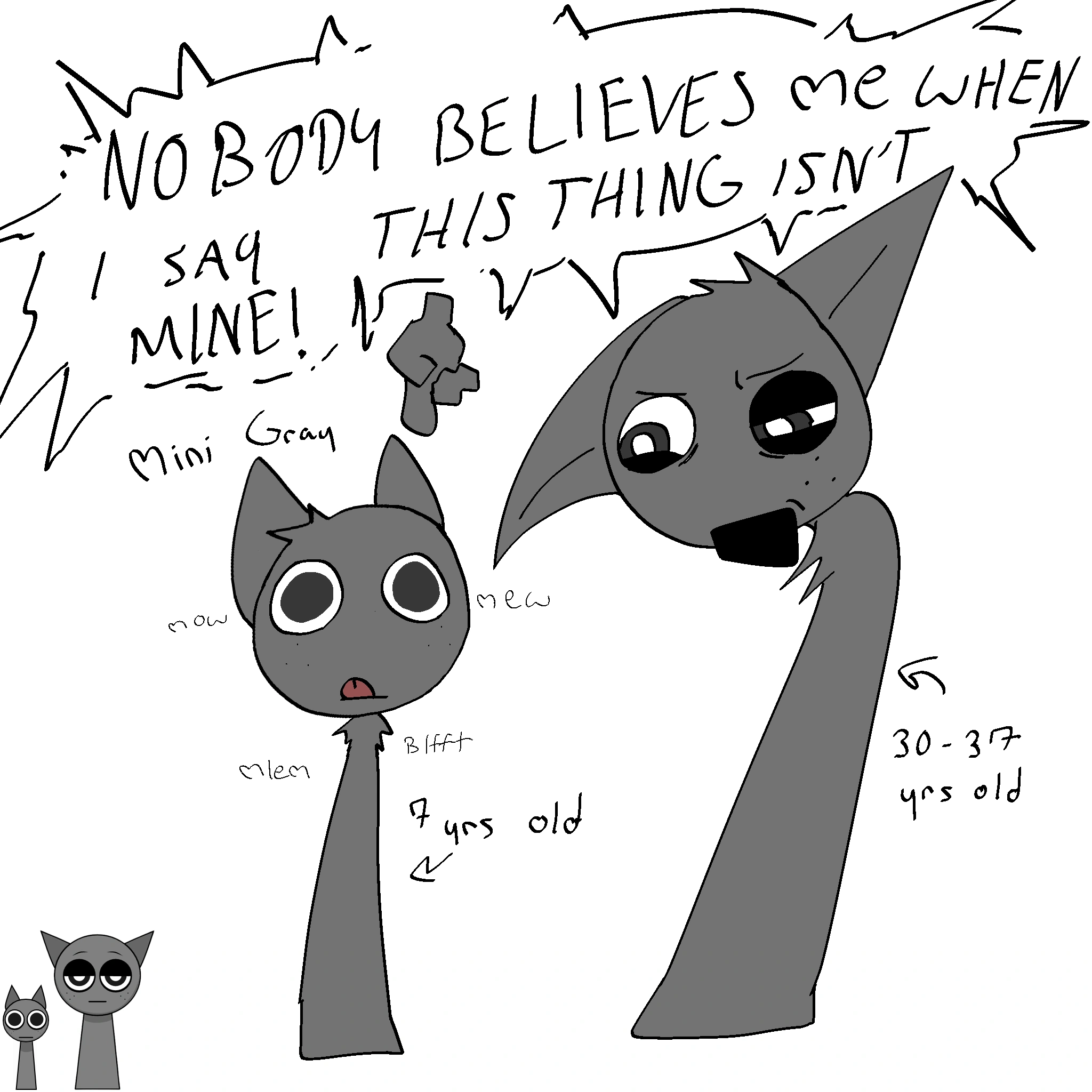 evil laughter, my idea of how Gray reacted when he first met Mini Gray ...