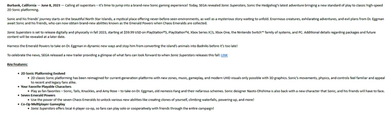 SONIC SUPERSTARS PR | Fandom