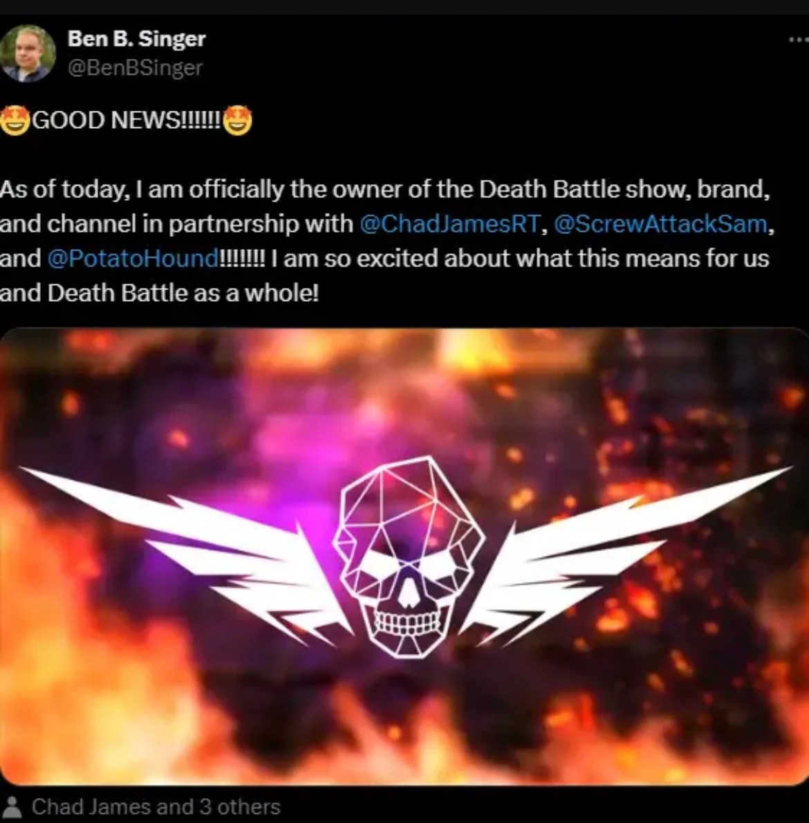 Good news about death battle from Ben singer | Fandom