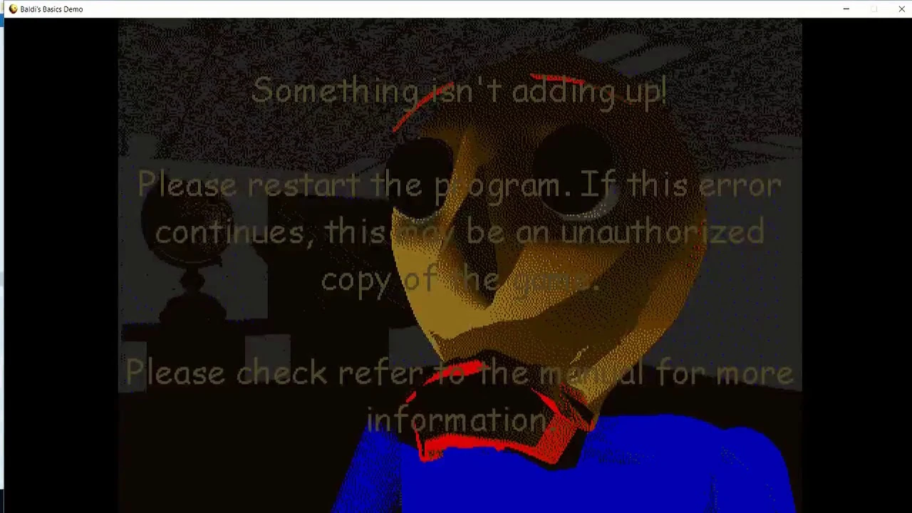 The screen found in Baldi's Basics pirated exclusive demo | Fandom