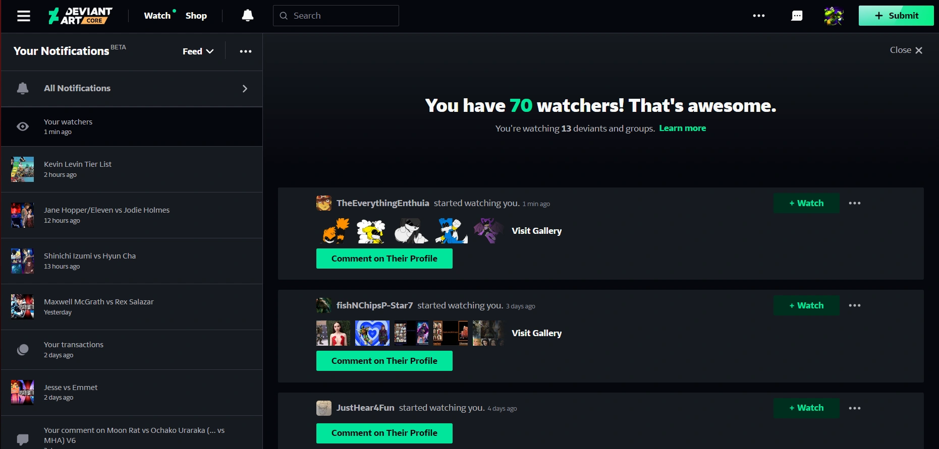 I finally hit 70 watchers on DeviantArt!!! | Fandom