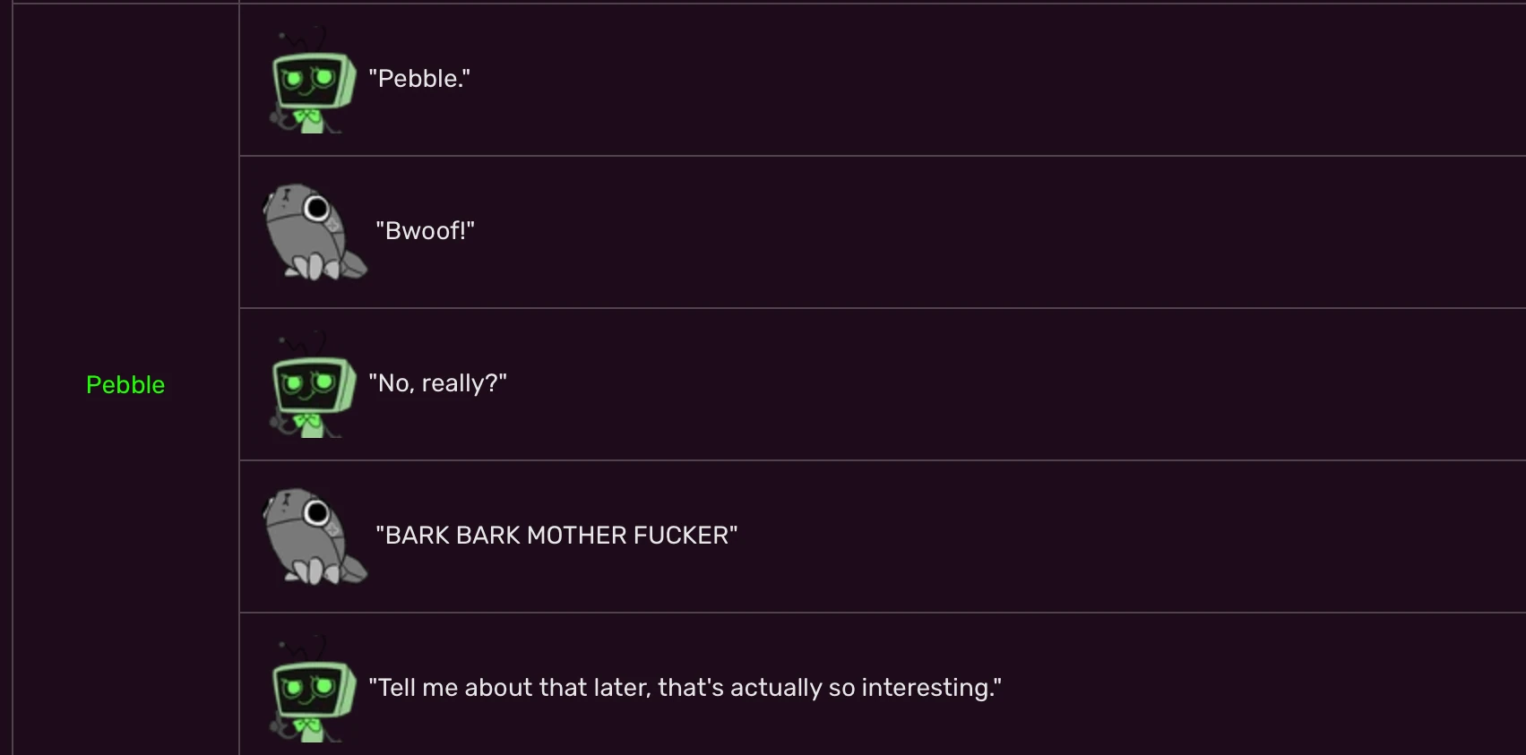 man that’s crazy why would Pebble say that?? 😹😹 | Fandom