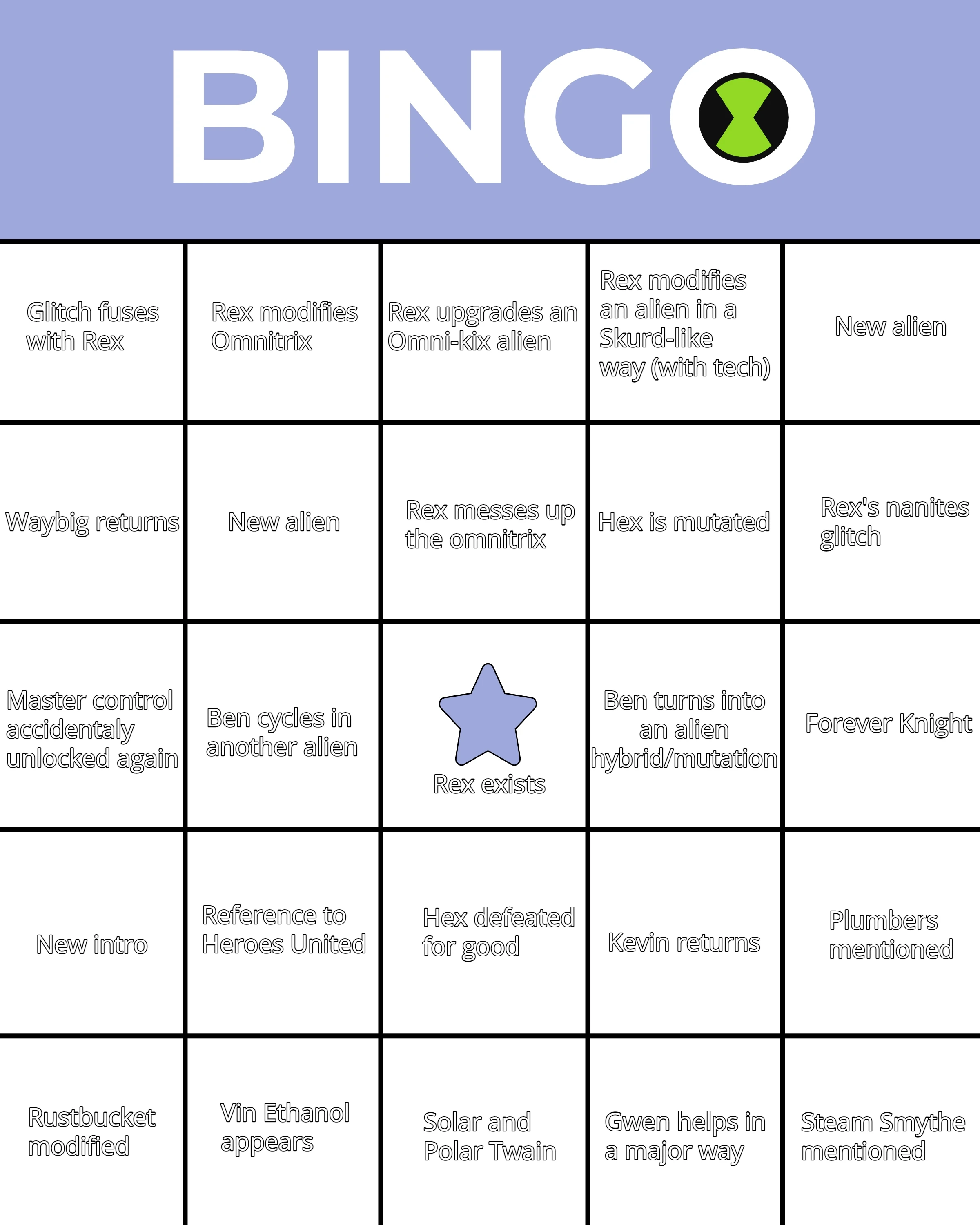 Ben Gen 10 bingo card | Fandom