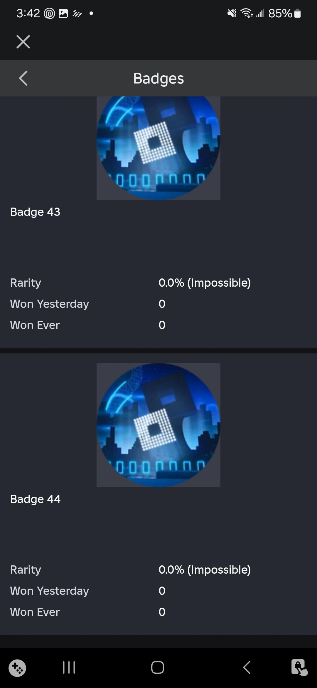 According to Roblox Badges | Fandom