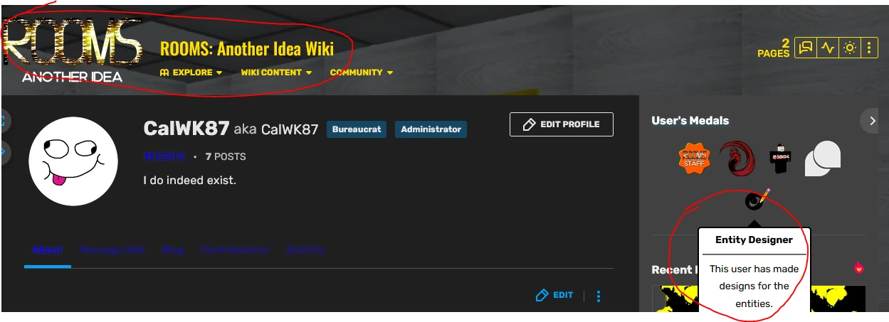 Why is there an entity designer badge here? | Fandom
