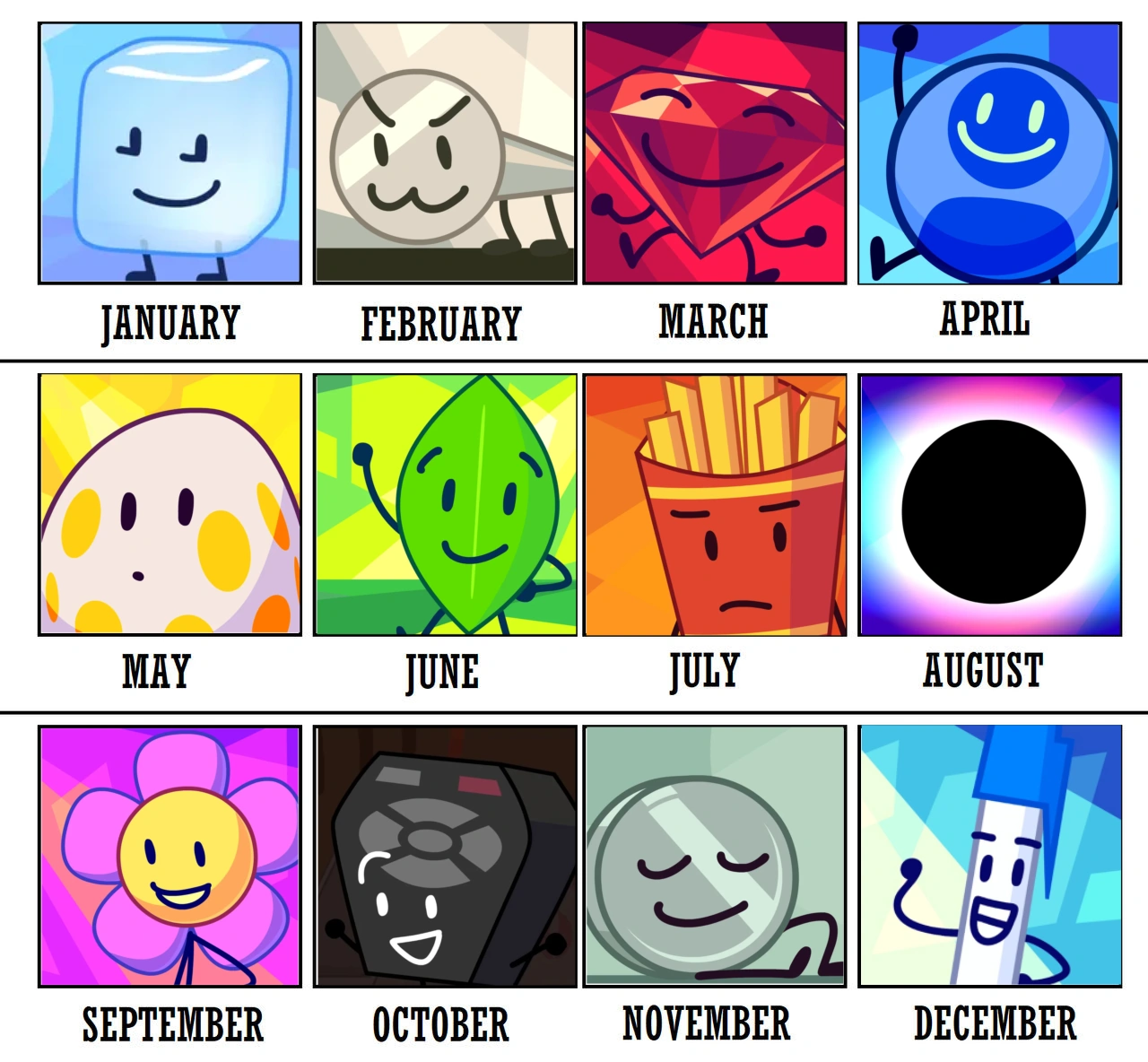Your Month Your BFDI Character since everybody else is doing it | Fandom