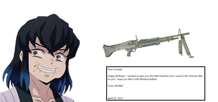 Inosuke gets a gift from Rambo | Fandom