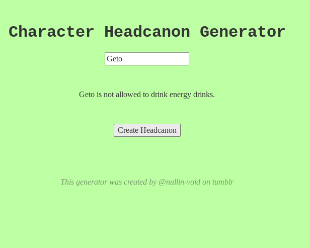 Character headcanon generator!!! | Fandom