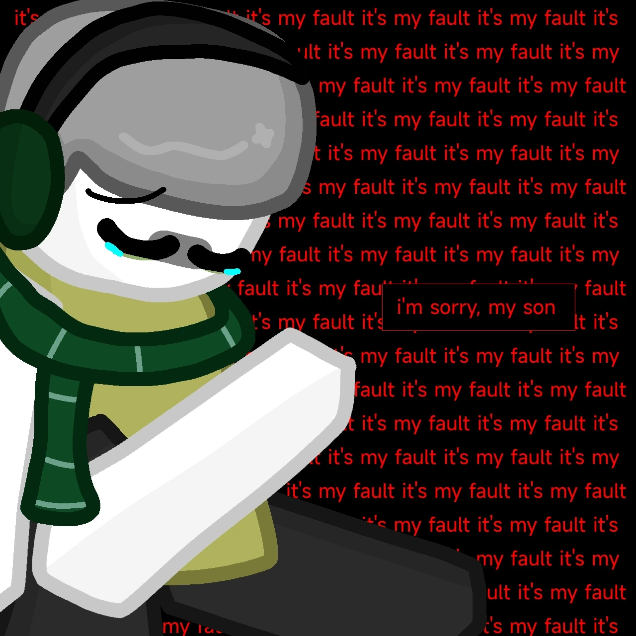 hi sorry for my last post have a normal angsty drawing (it's an AU btw ...