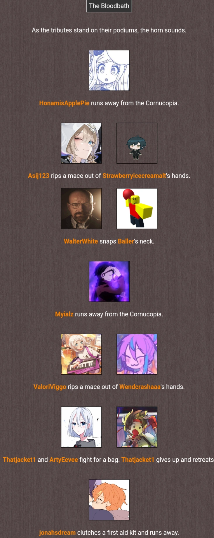 ProSeka wiki hunger games [The Bloodbath + Day 1] | Fandom