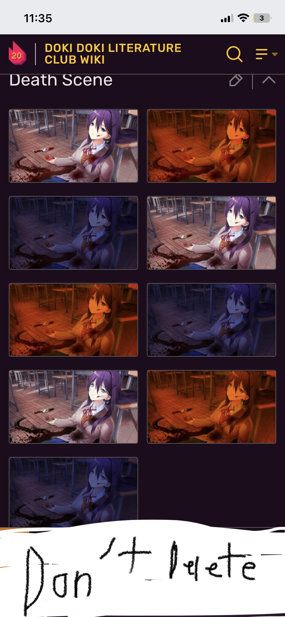 What happens if A user Deletes Yuri’s Death Scene and the images in it ...