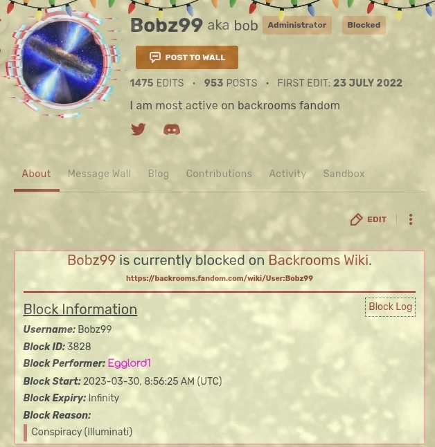 Most interesting block reason I've seen so far. | Fandom