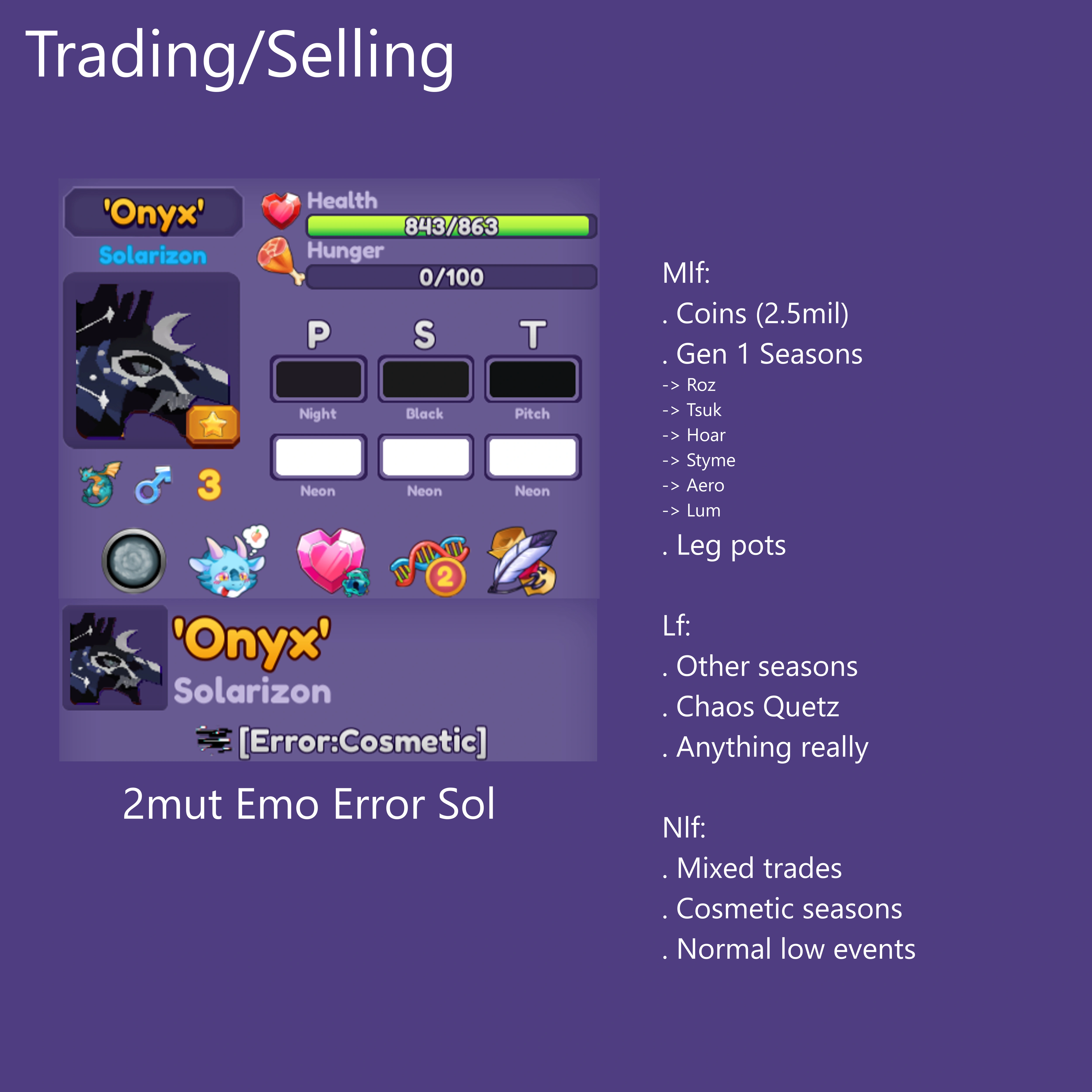 Trading/Selling 2mut Emo Error Solar | Fandom