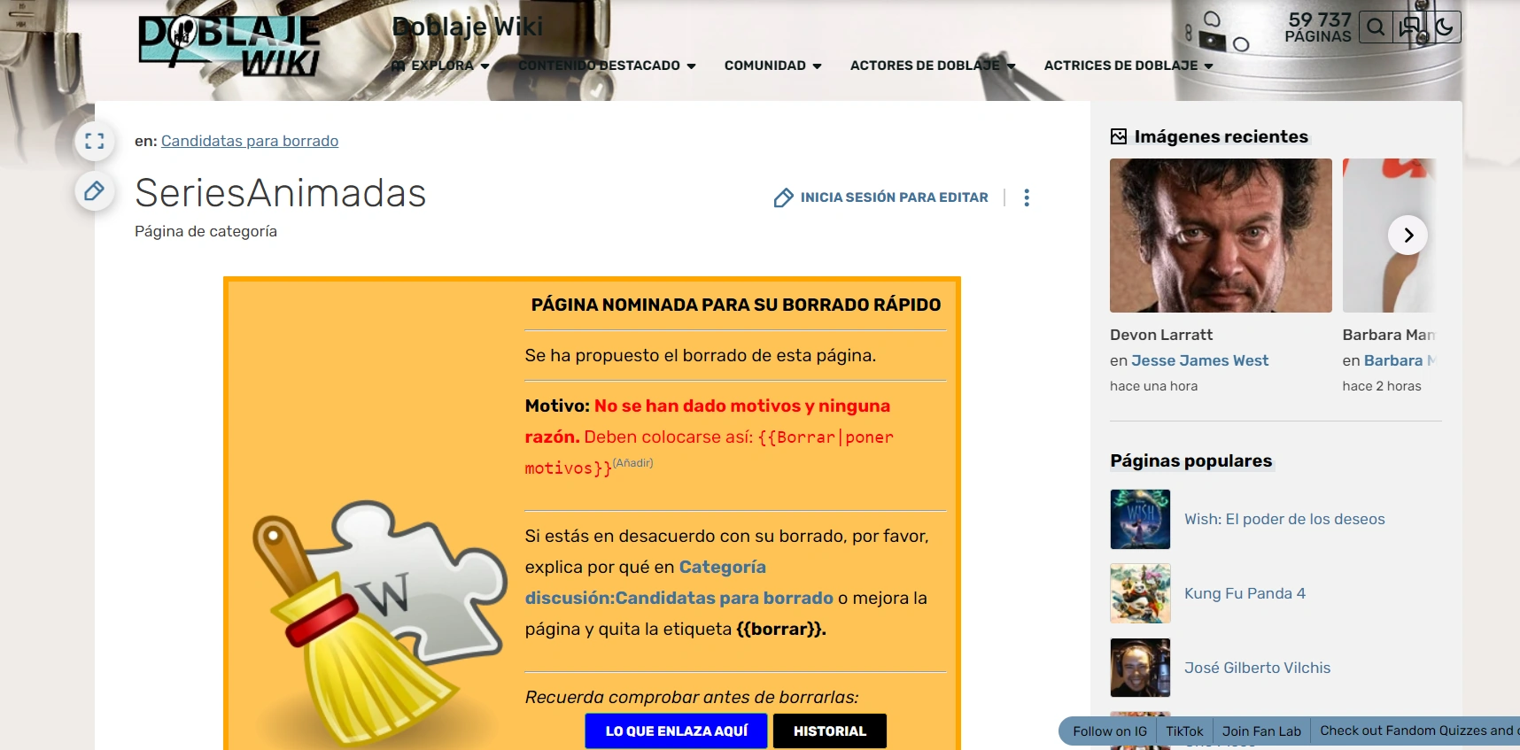 Porque quieren borrar la sección de series animadas? | Fandom