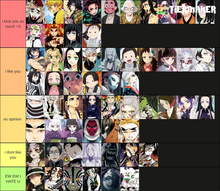 my demon slayer tier list :_: (no hate plz hehe) | Fandom