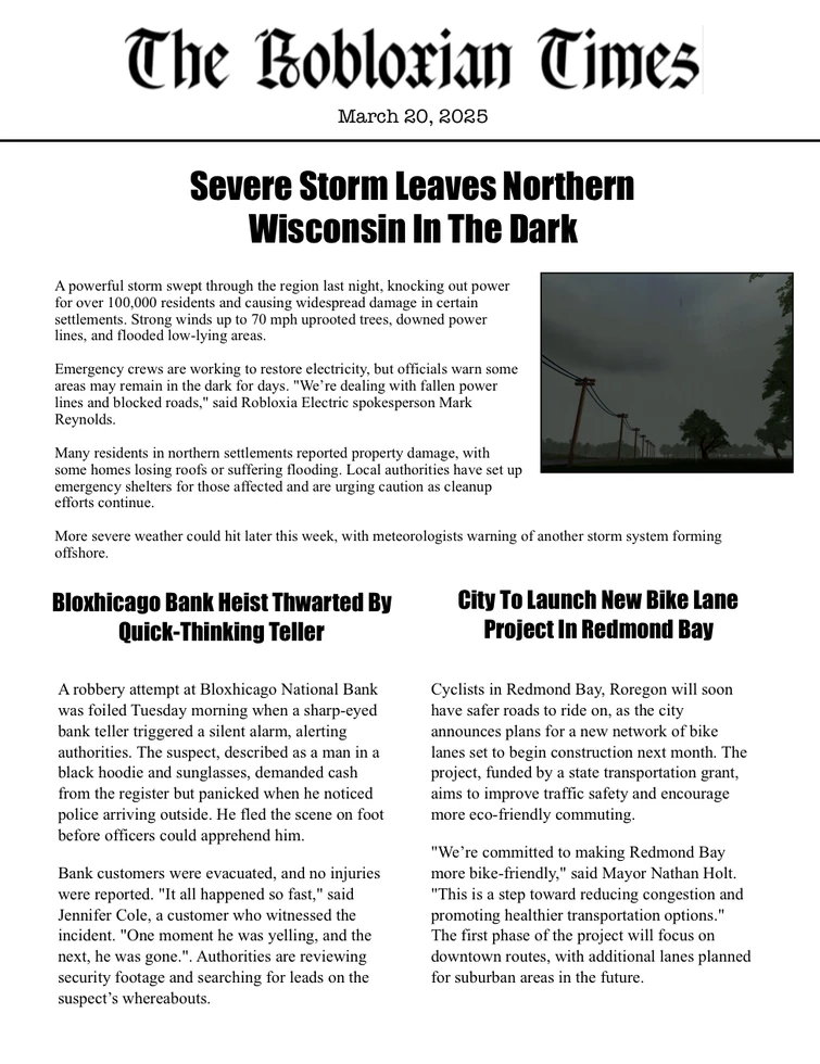 The Robloxian Times: March 20, 2025 | Fandom