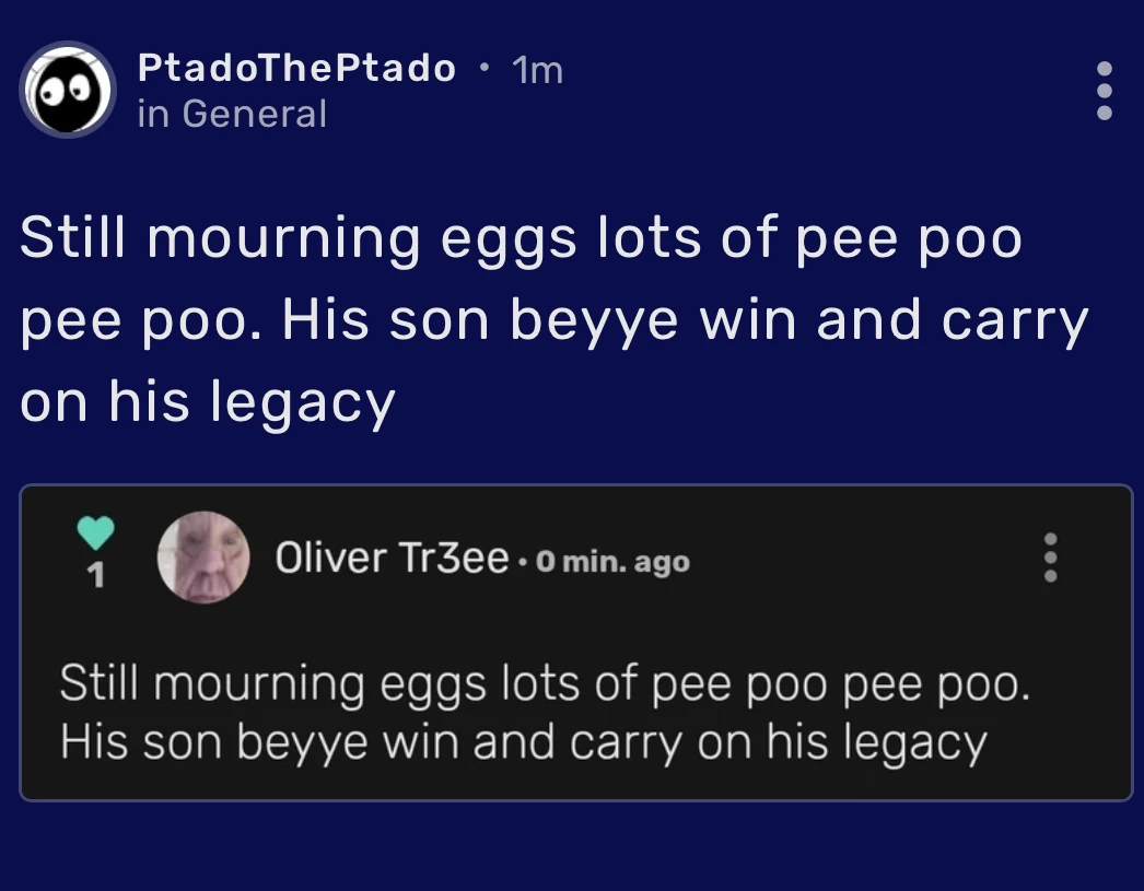 Still mourning eggs lots of pee poo pee poo. His son beyye win and carry on his legacy | Fandom
