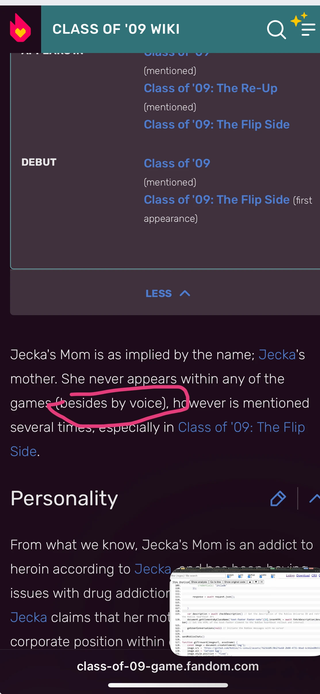 What’s this? Where does jecka’s mom appear? Like we see dear face or ...