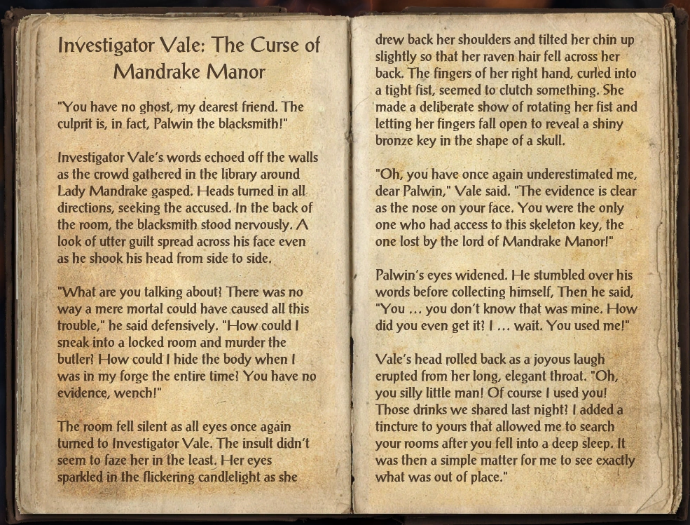 Investigator Vale: The Curse of Mandrake Manor | Elder Scrolls | Fandom