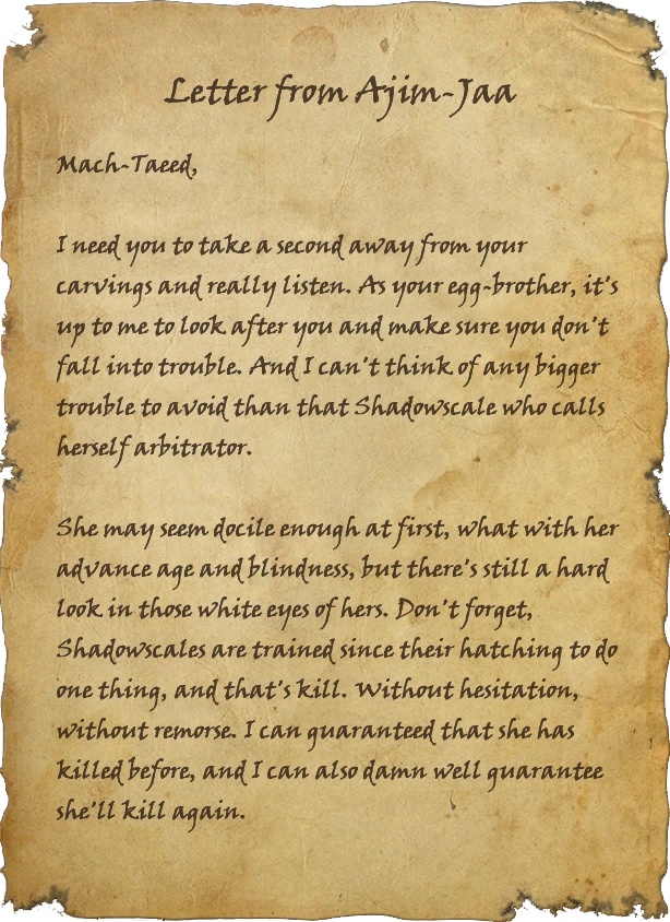 Letter from Ajim-Jaa | Elder Scrolls | Fandom