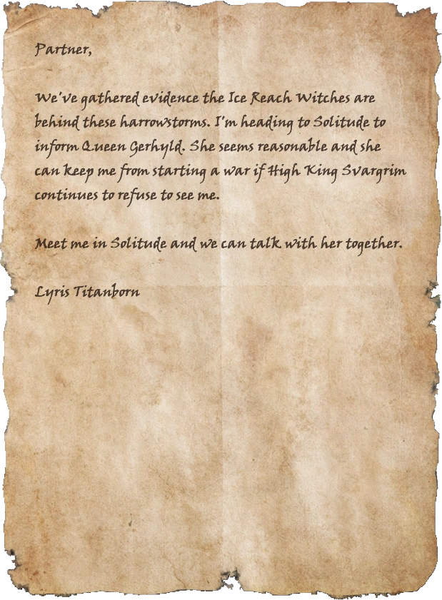 Letter from Lyris | Elder Scrolls | Fandom