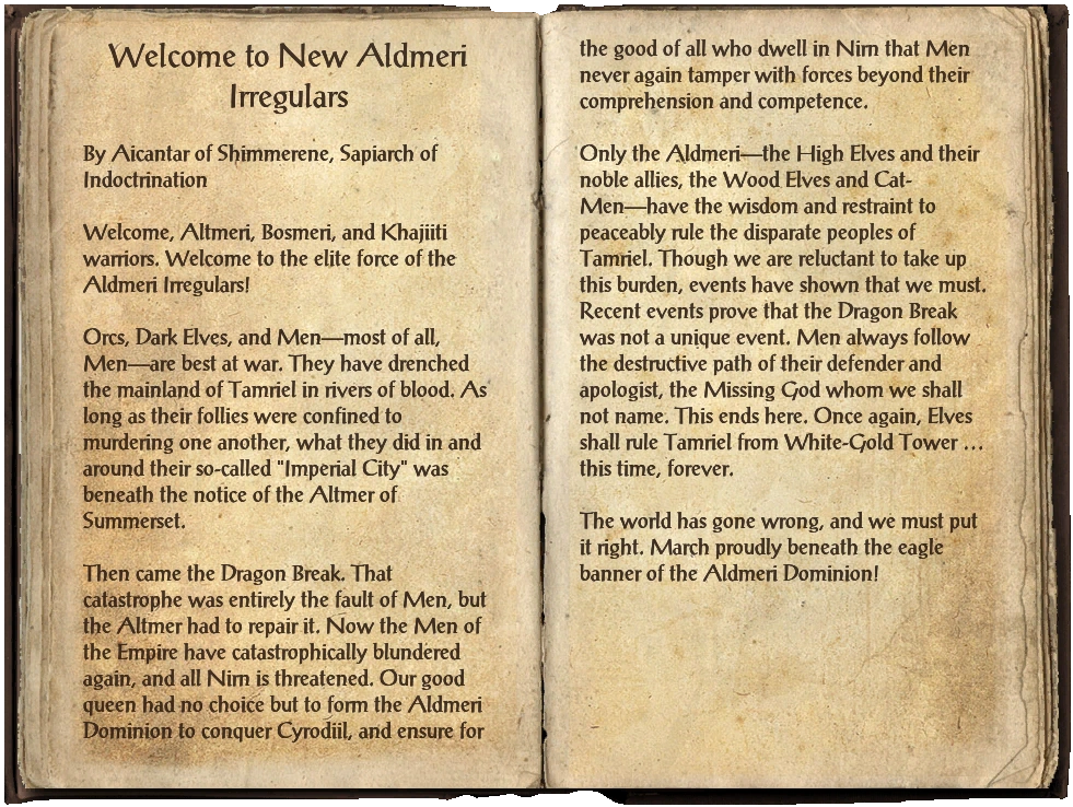 Welcome to New Aldmeri Irregulars | Elder Scrolls | Fandom