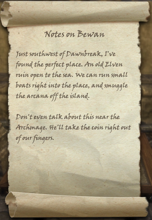 Notes on Bewan | Elder Scrolls | Fandom