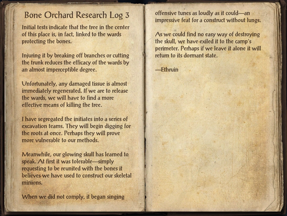 Bone Orchard Research Log 3 | Elder Scrolls | Fandom