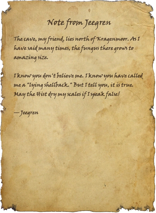 Note from Jeegren | Elder Scrolls | Fandom
