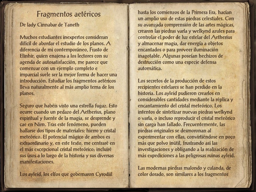 Fragmentos Aetéricos Elder Scrolls Fandom