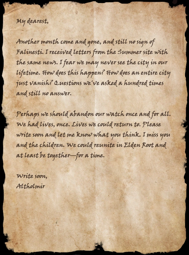Letter from Altholmir | Elder Scrolls | Fandom