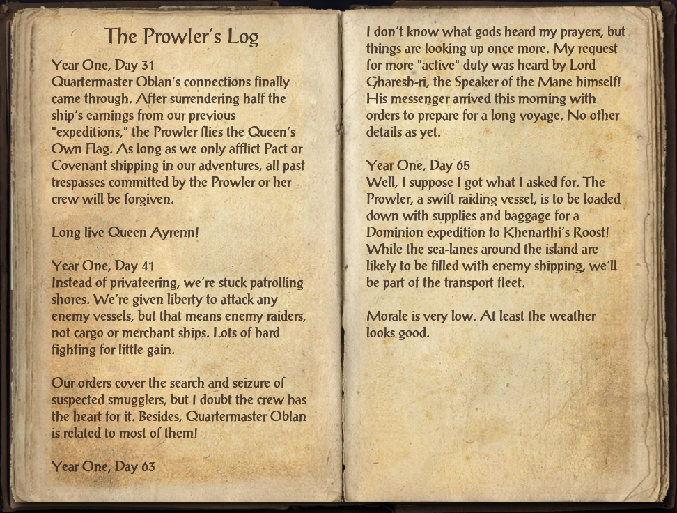 The Prowlers Log Elder Scrolls Fandom