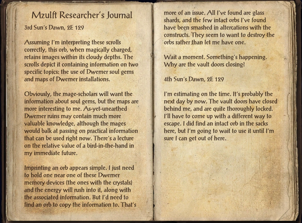 Mzulft Researcher's Journal | Elder Scrolls | Fandom