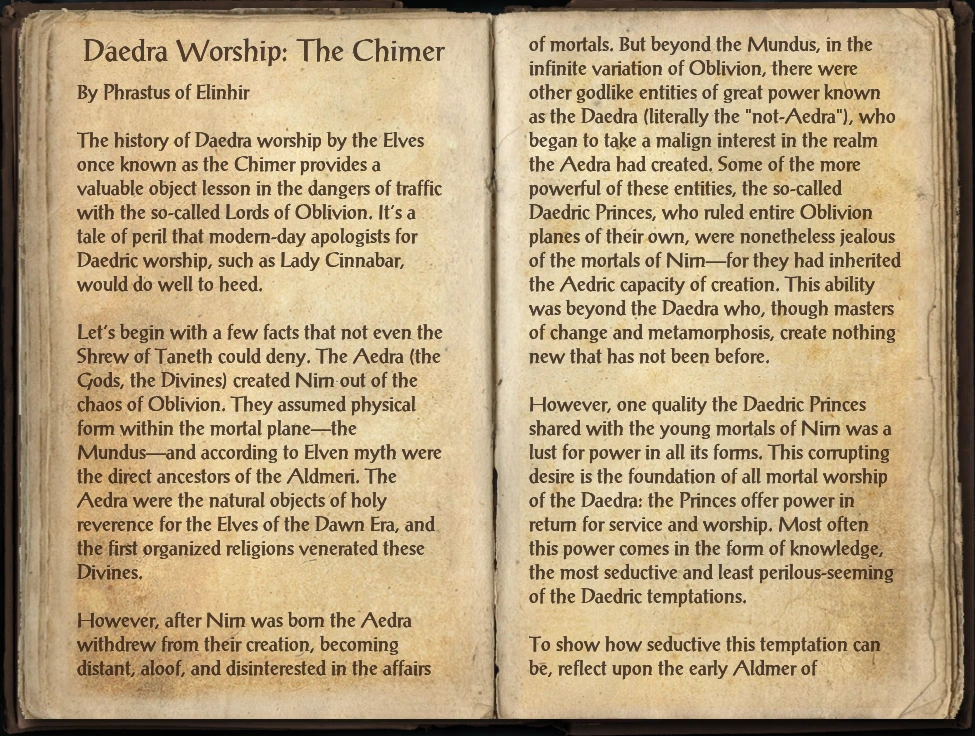 Daedra Worship: The Chimer | Elder Scrolls | Fandom