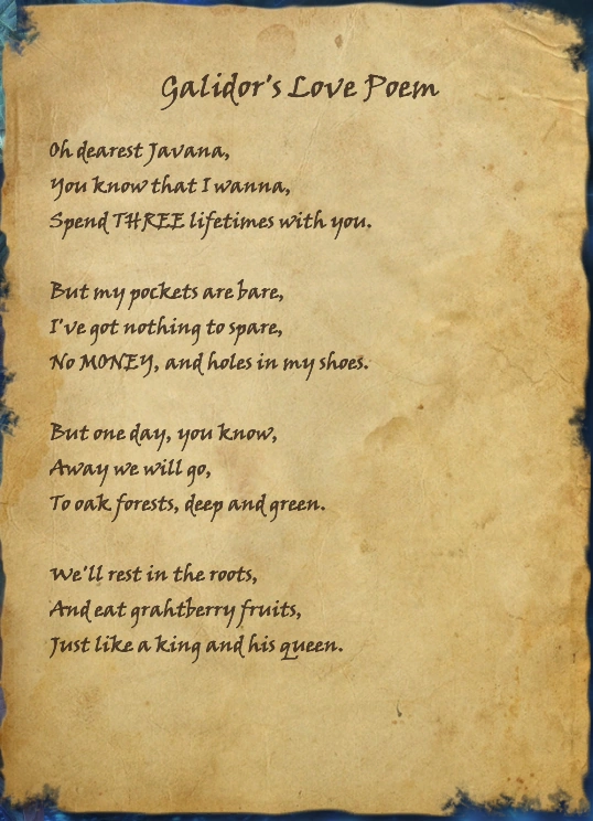 Galidor's Love Poem | Elder Scrolls | Fandom