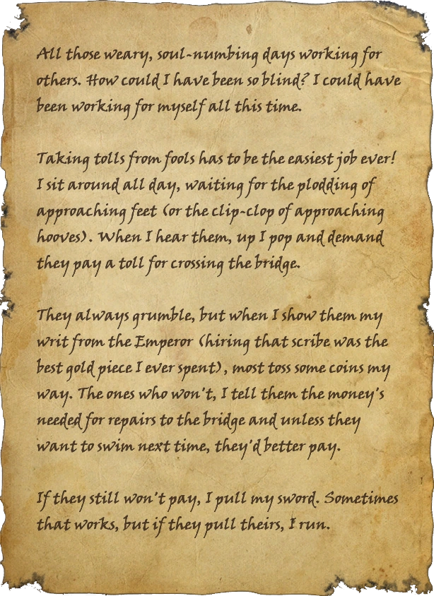 Taking Tolls! | Elder Scrolls | Fandom