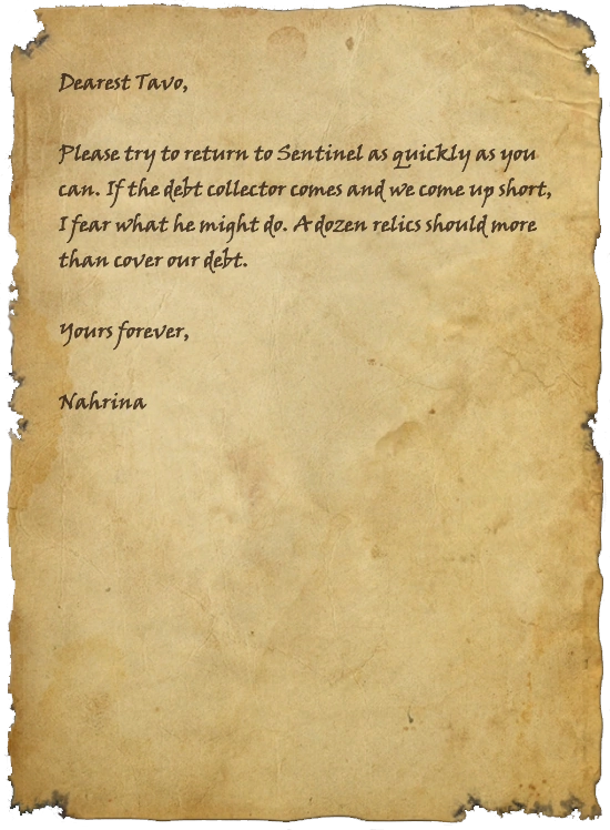Letter to Tavo from Nahrina | Elder Scrolls | Fandom