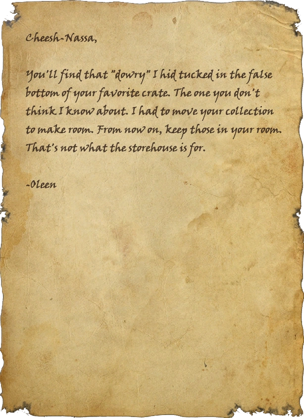 Oleen's Final Dowry Reminder | Elder Scrolls | Fandom