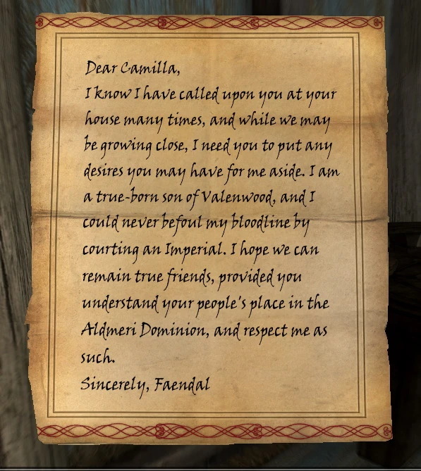 Sven's Fake Letter from Faendal | Elder Scrolls | Fandom