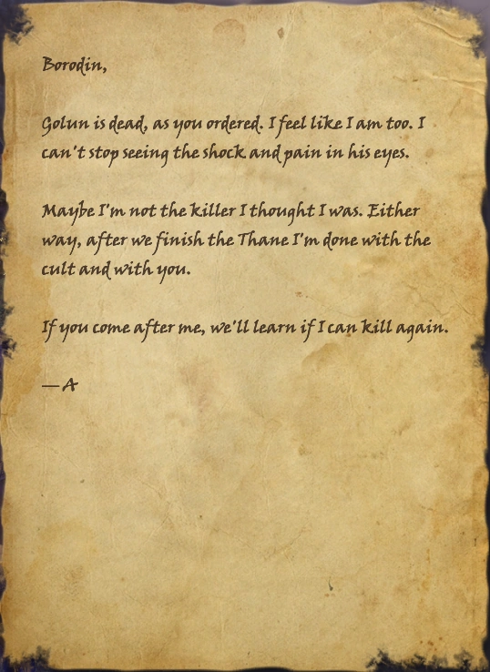 Half-Burned Note to Borodin | Elder Scrolls | Fandom