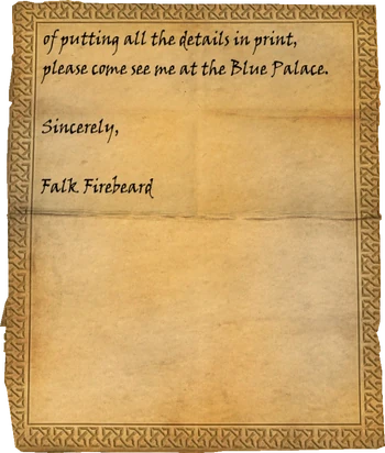 Letter from Falk Firebeard | Elder Scrolls | Fandom